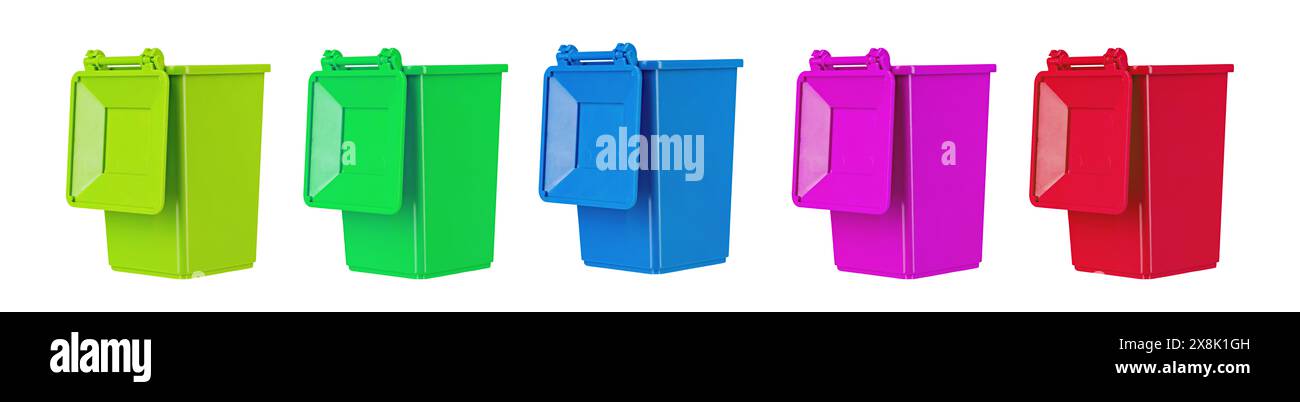 Set large plastic bin isolated on white background. Garbage containers ...
