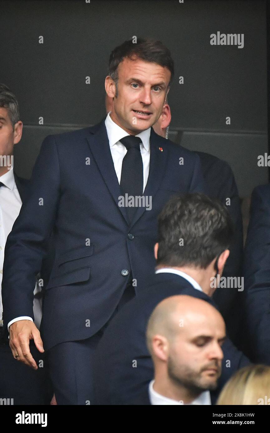 French President Emmanuel Macron attends the French Cup final football ...