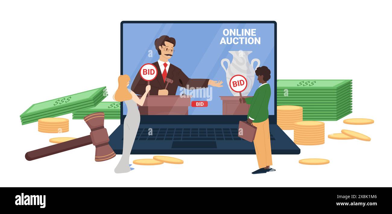 Virtual bidding Stock Vector Images - Alamy