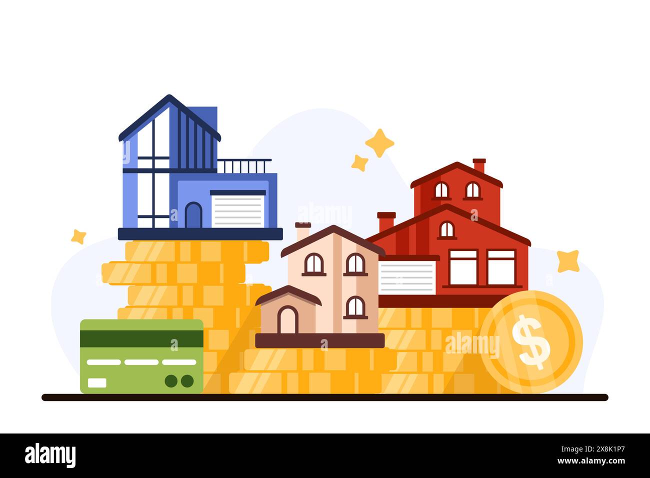 Comparison of property value and size, real estate market. Family ...