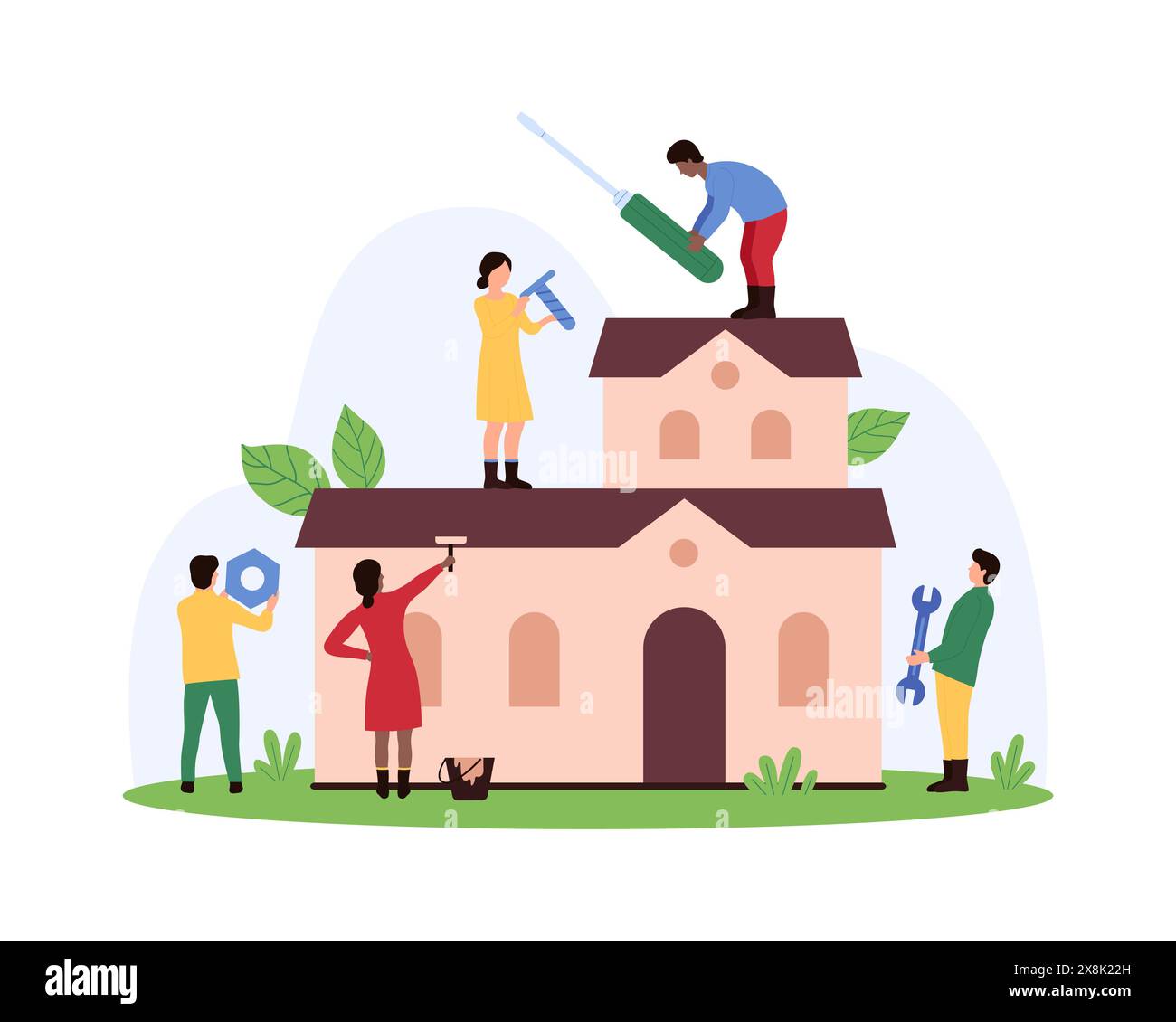 House development, construction site and building renovation. Tiny ...