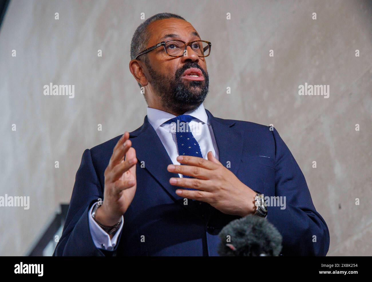 London, UK. 26th May, 2024. James Cleverly, Home Secretary, at the BBC ...