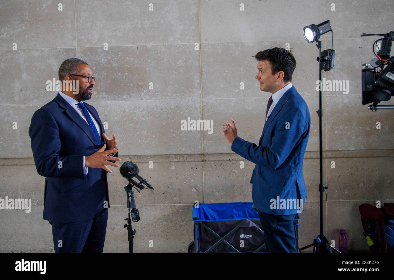 London, UK. 26th May, 2024. James Cleverly, Home Secretary, at the BBC ...