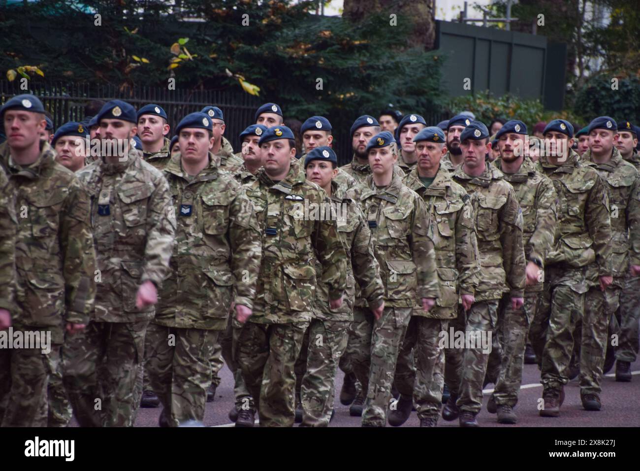 London, UK. 24th November 2021. British Army soldiers march in a parade ...