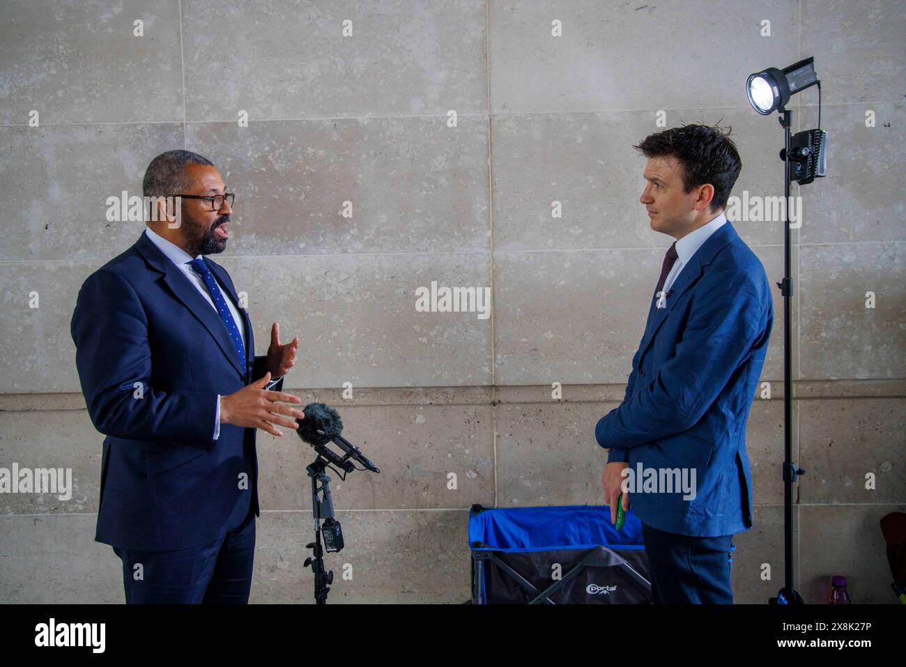 London, UK. 26th May, 2024. James Cleverly, Home Secretary, at the BBC ...