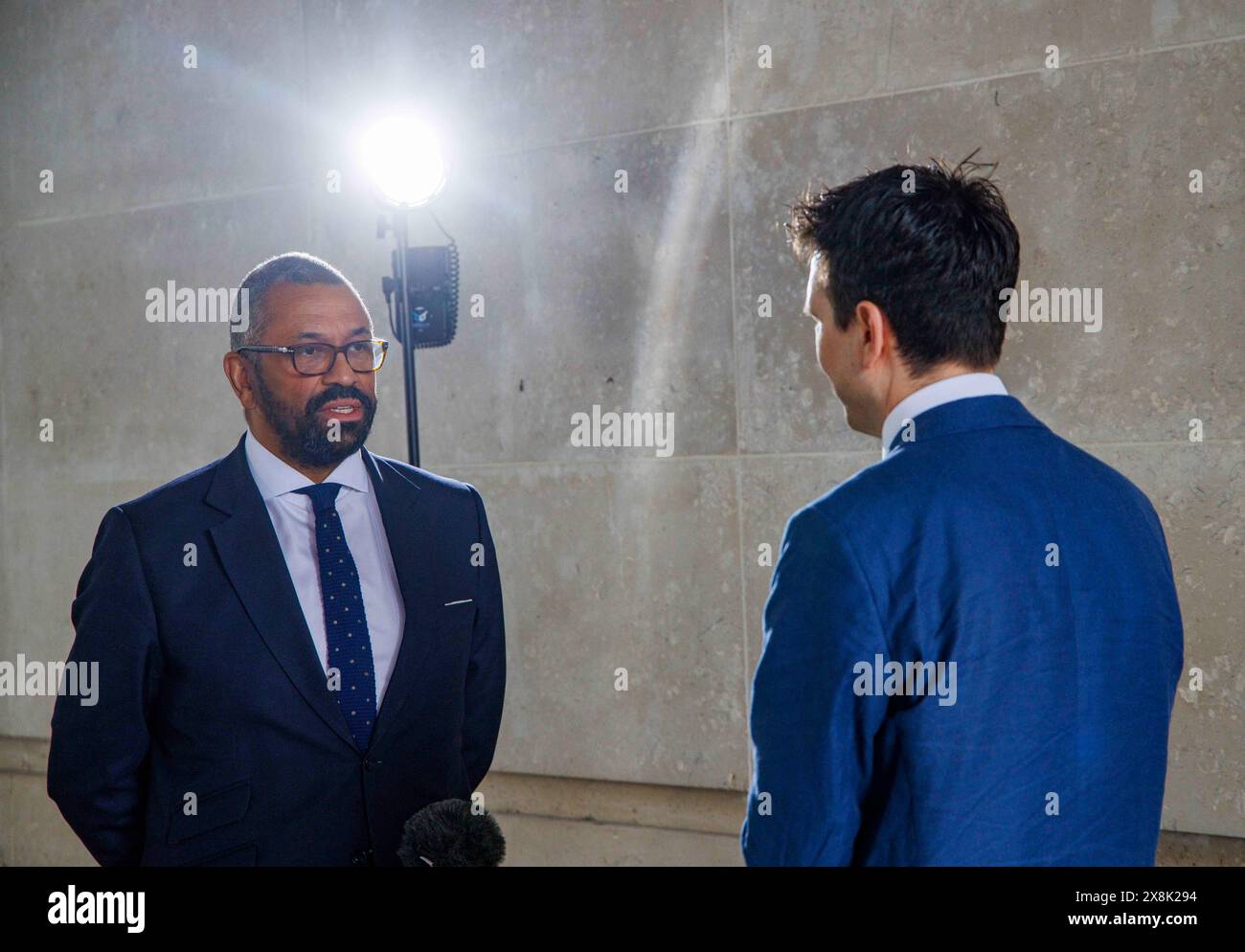 London, UK. 26th May, 2024. James Cleverly, Home Secretary, at the BBC ...