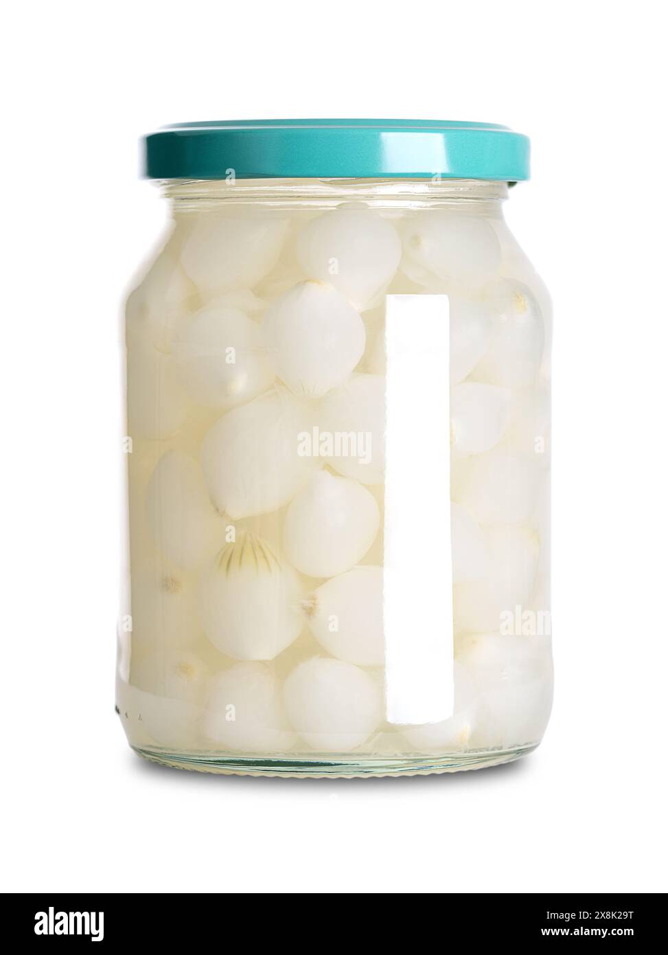 Pearl onions, pickled in a glass jar with screw cap. Crunchy and crisp ...