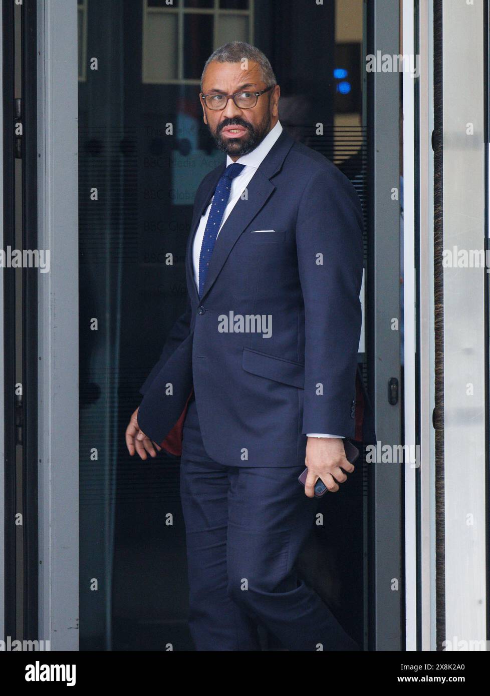 London, UK. 26th May, 2024. James Cleverly, Home Secretary, at the BBC ...
