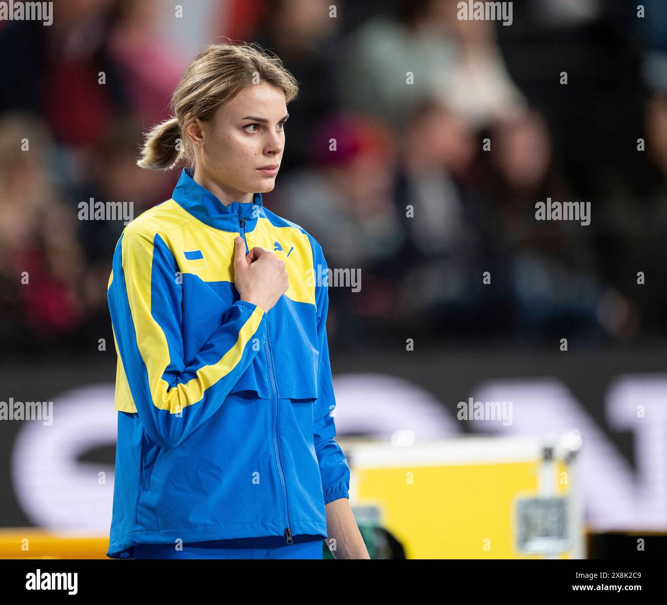 Yuliia Levchenko of Ukraine competing in the women’s high jump at the ...