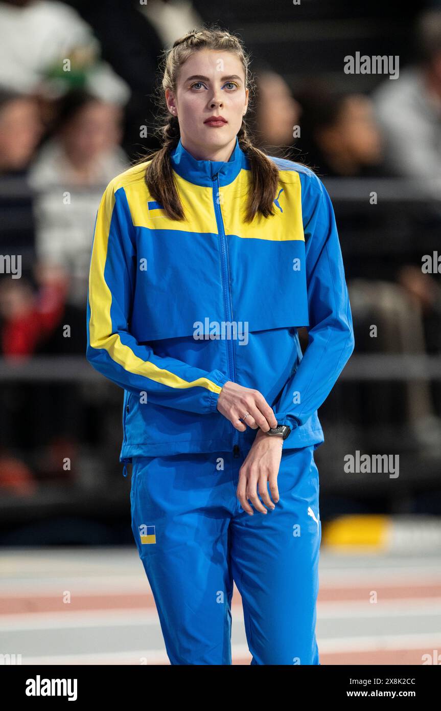 Yaroslava Mahuchikh of Ukraine competing in the women’s high jump at ...