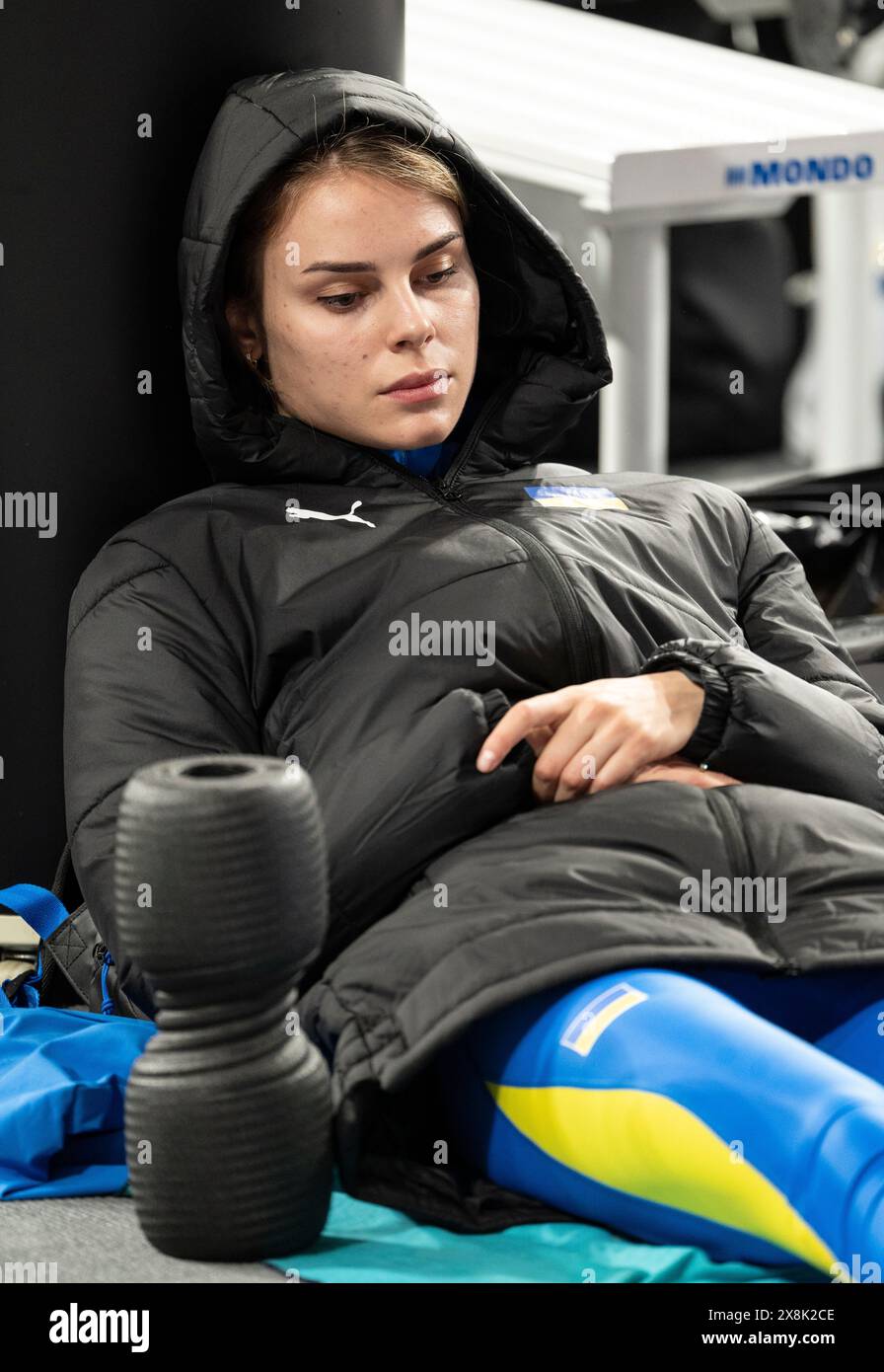Yuliia Levchenko of Ukraine competing in the women’s high jump at the ...