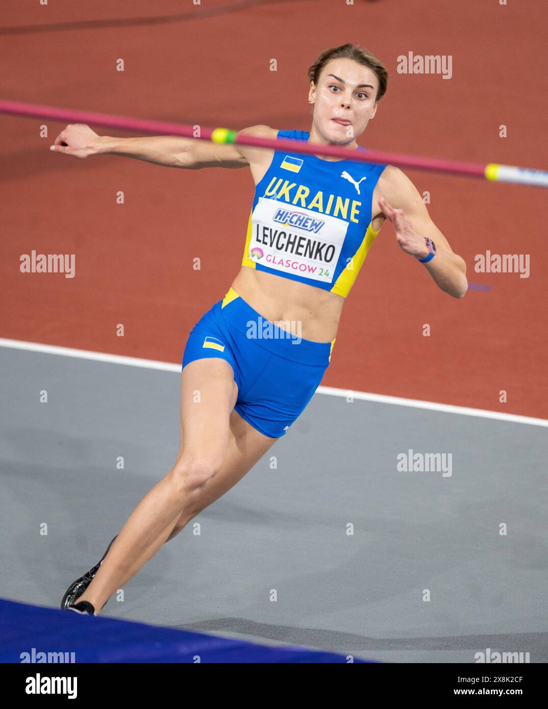 Yuliia Levchenko of Ukraine competing in the women’s high jump at the ...