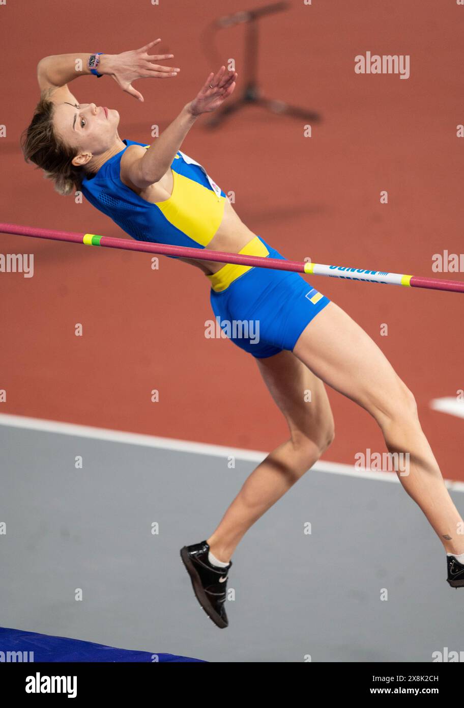 Yuliia Levchenko of Ukraine competing in the women’s high jump at the ...