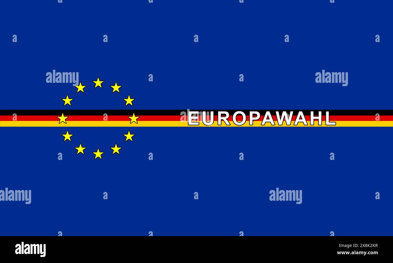 European elections in Germany, graphic illustration with text in German ...