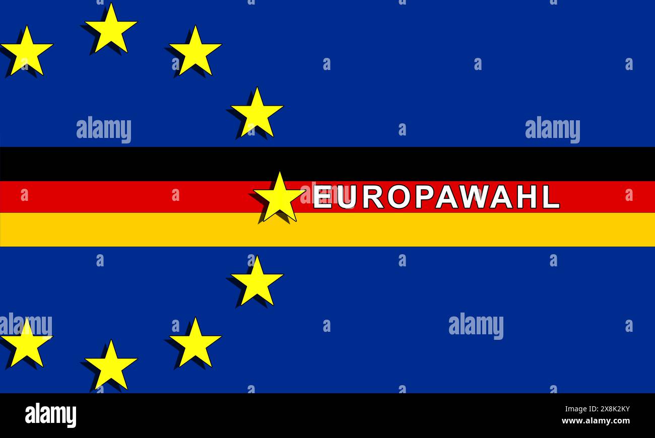 European elections in Germany, graphic illustration with text in German ...