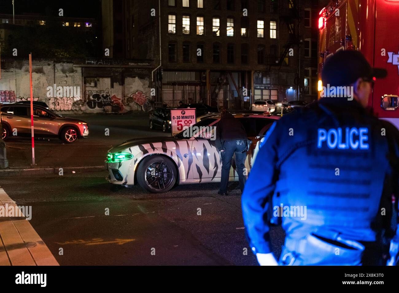 Seattle, USA. 26th May 2024. Just after Police respond to 2nd and Main ...