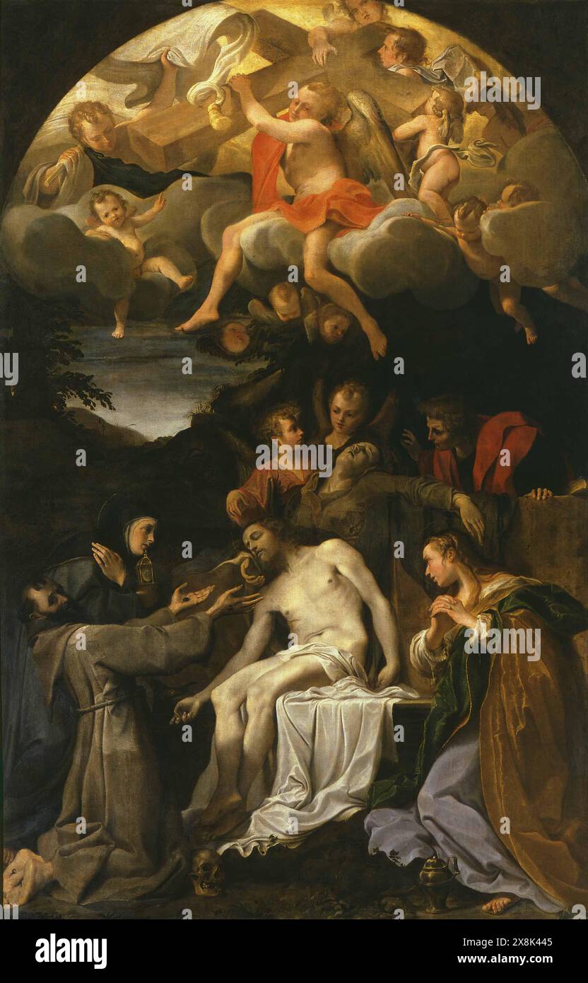 Pietà with Saints Clare, Francis and Mary Magdalene (1585) by Annibale ...