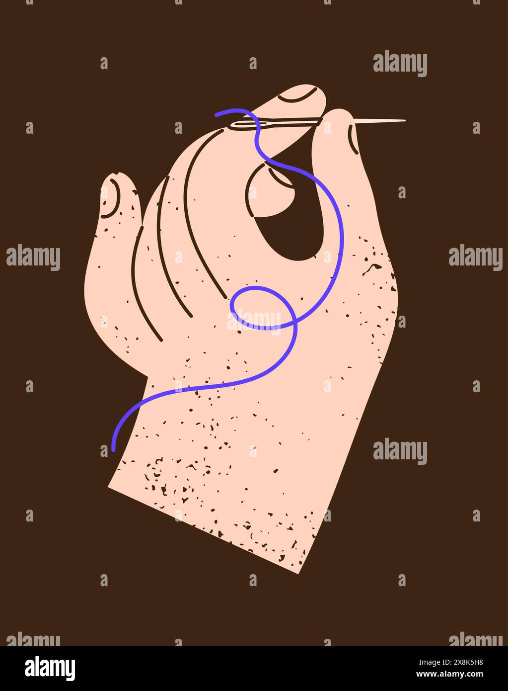Hand holds the needle and thread and sews Stock Vector Image & Art - Alamy