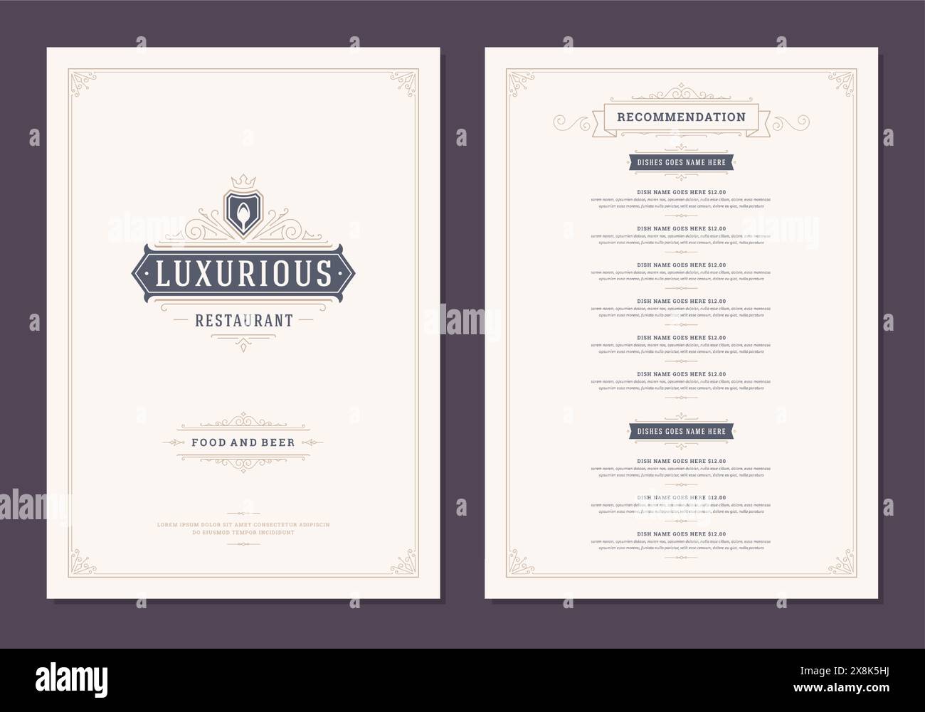 Victorian dinner menu Stock Vector Images - Alamy
