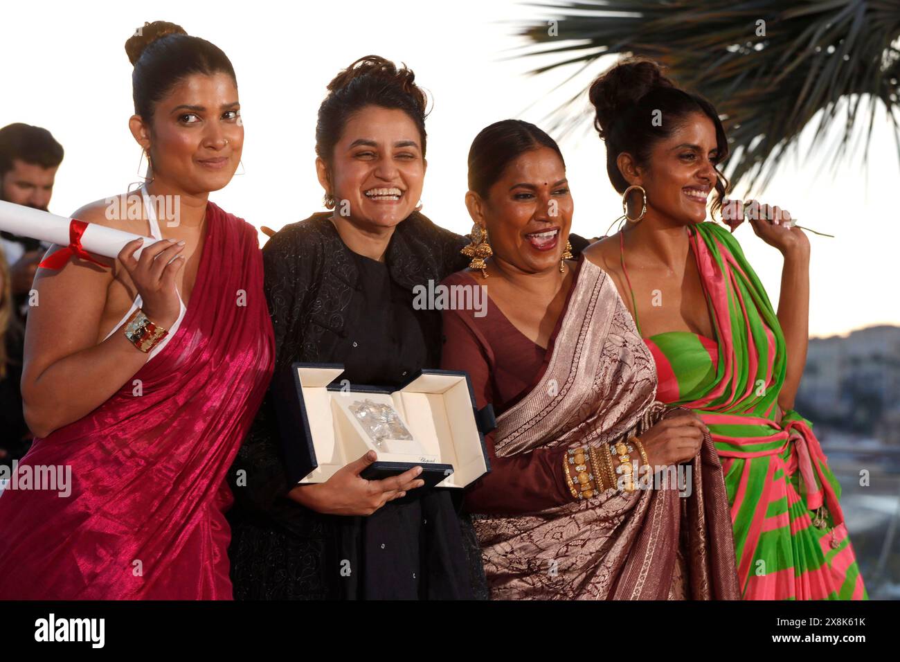 CANNES, FRANCE - MAY 25: Divya Prabha, Payal Kapadia, Chhaya Kadam and ...