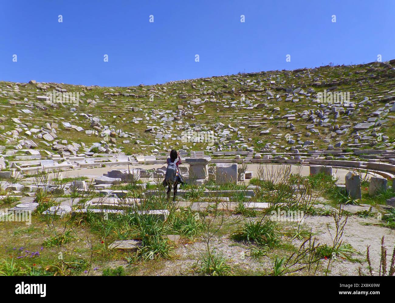Female Traveler Visiting the Ancient Theatre of Delos, Amazing ...