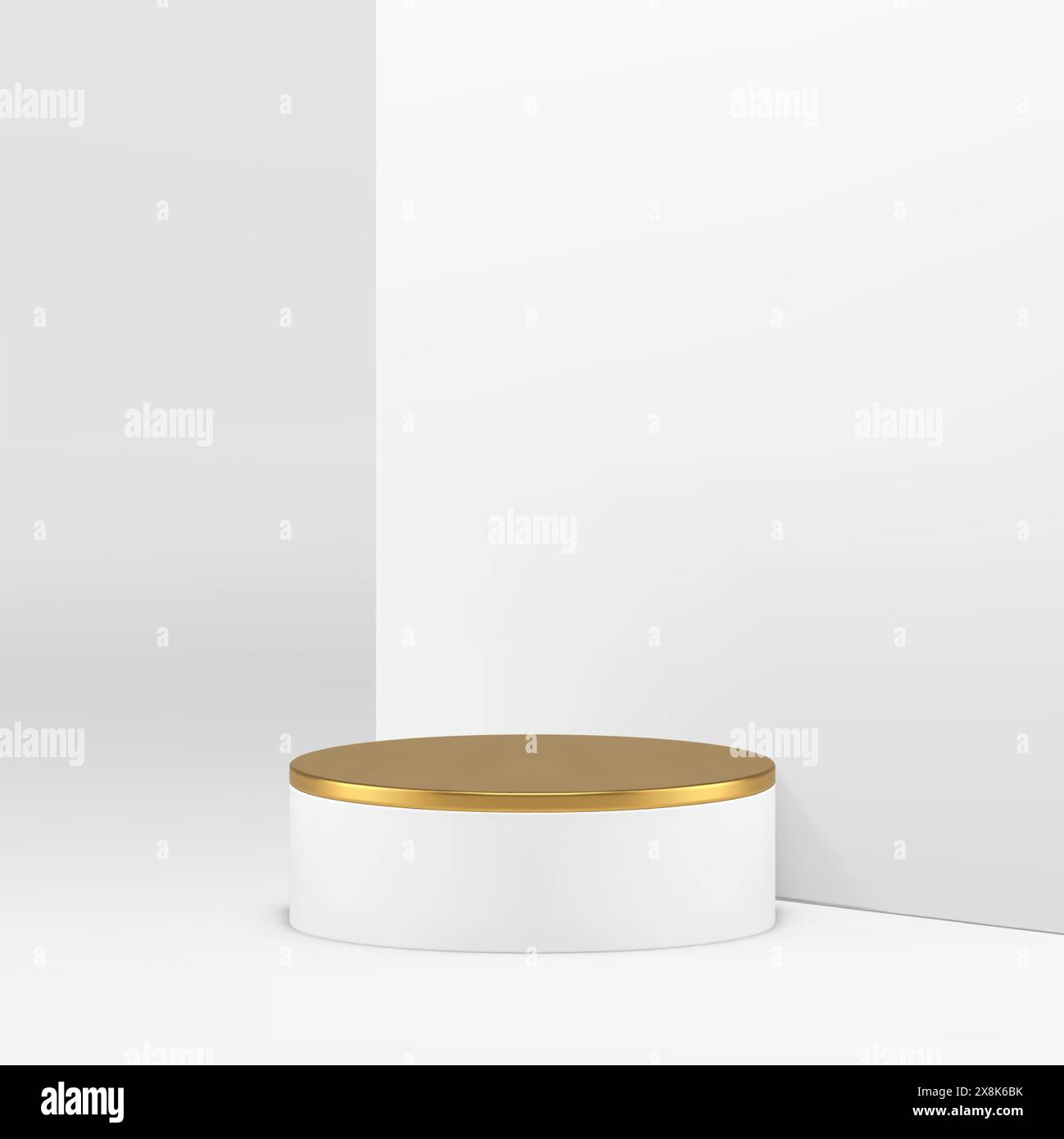 3d cylinder podium pedestal with golden decor geometric showroom ...