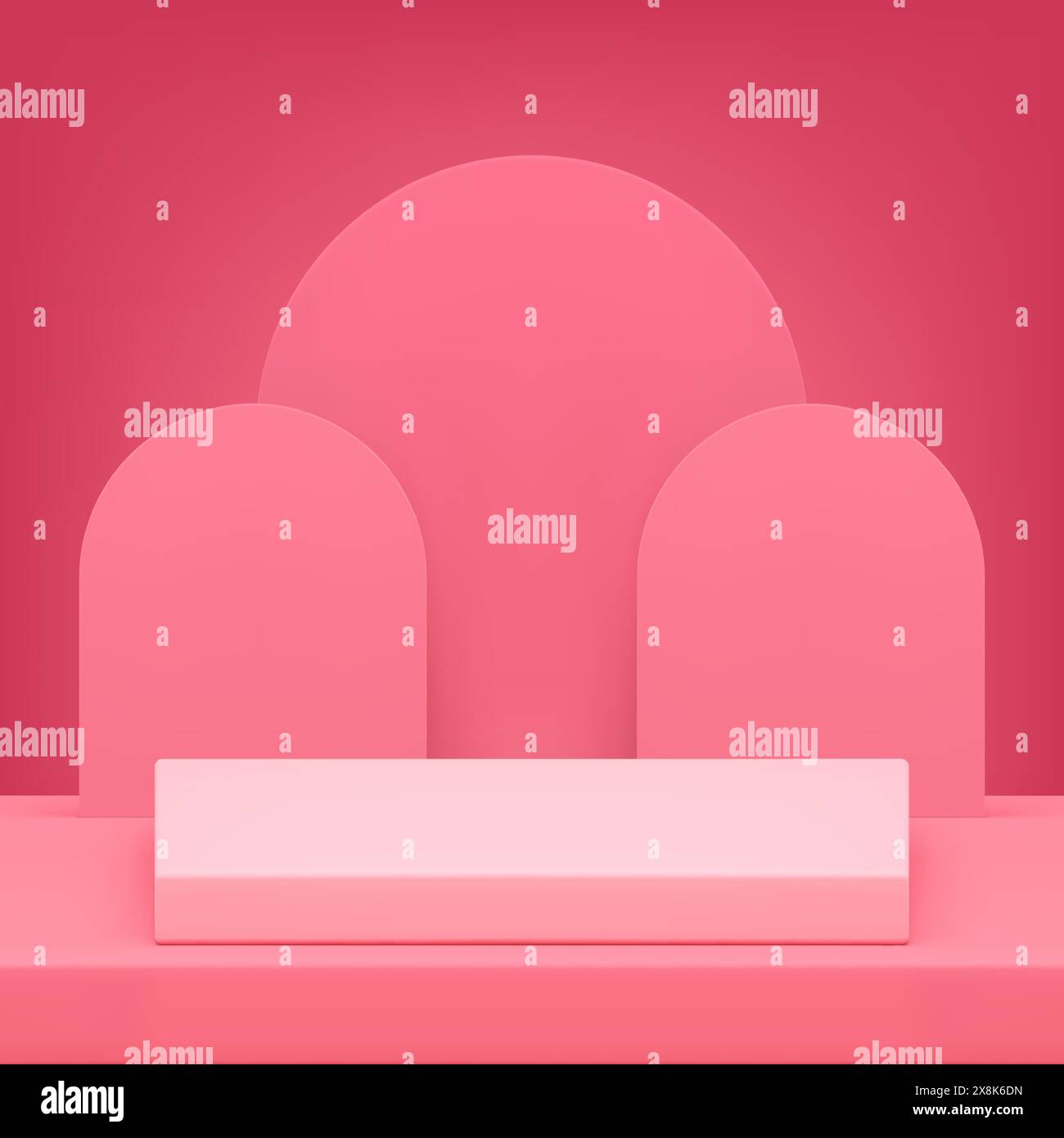 3d podium pedestal rectangle pink stand with semi circle wall ...