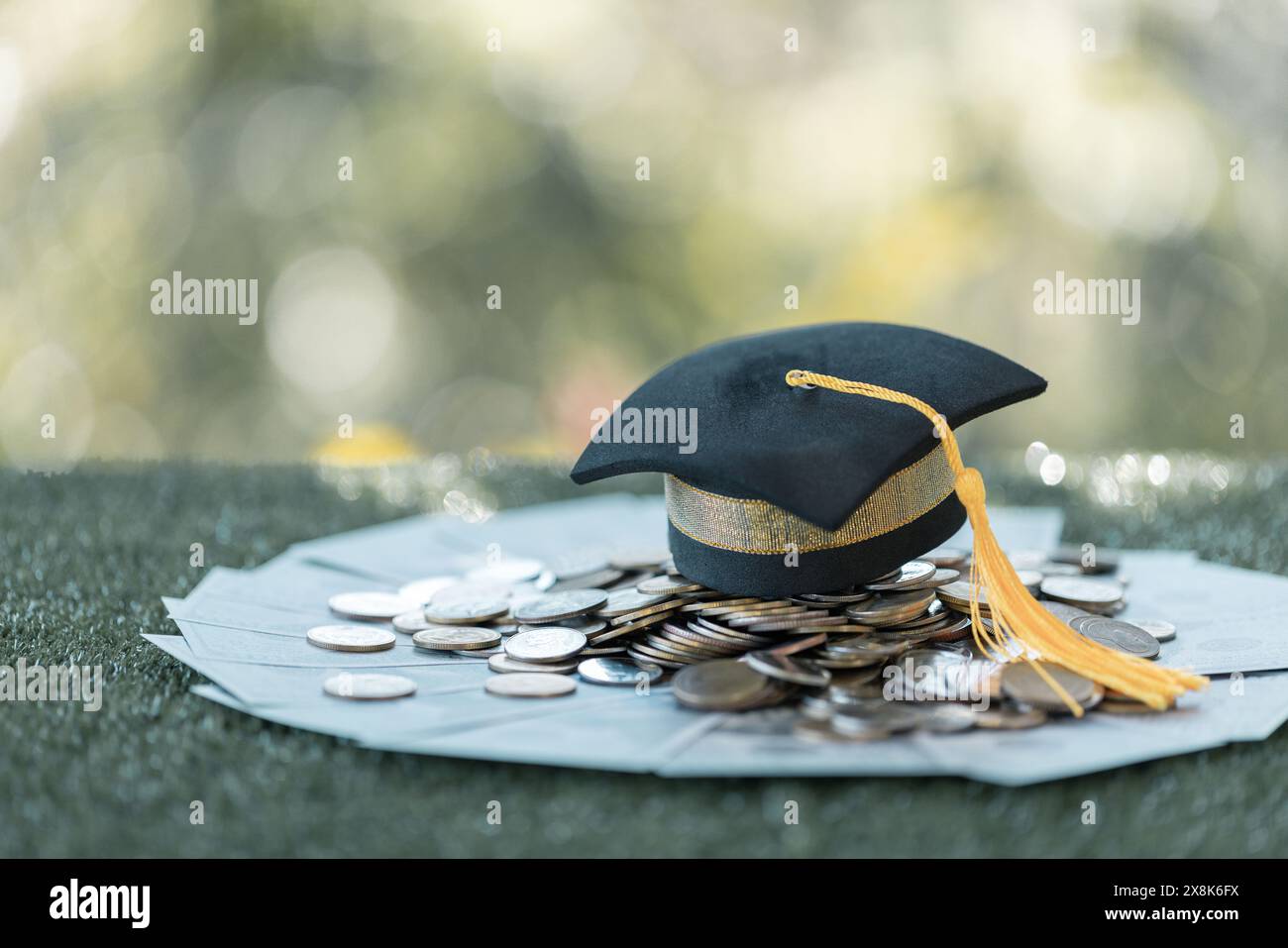 Graduation from college with university degree in finance marked ...