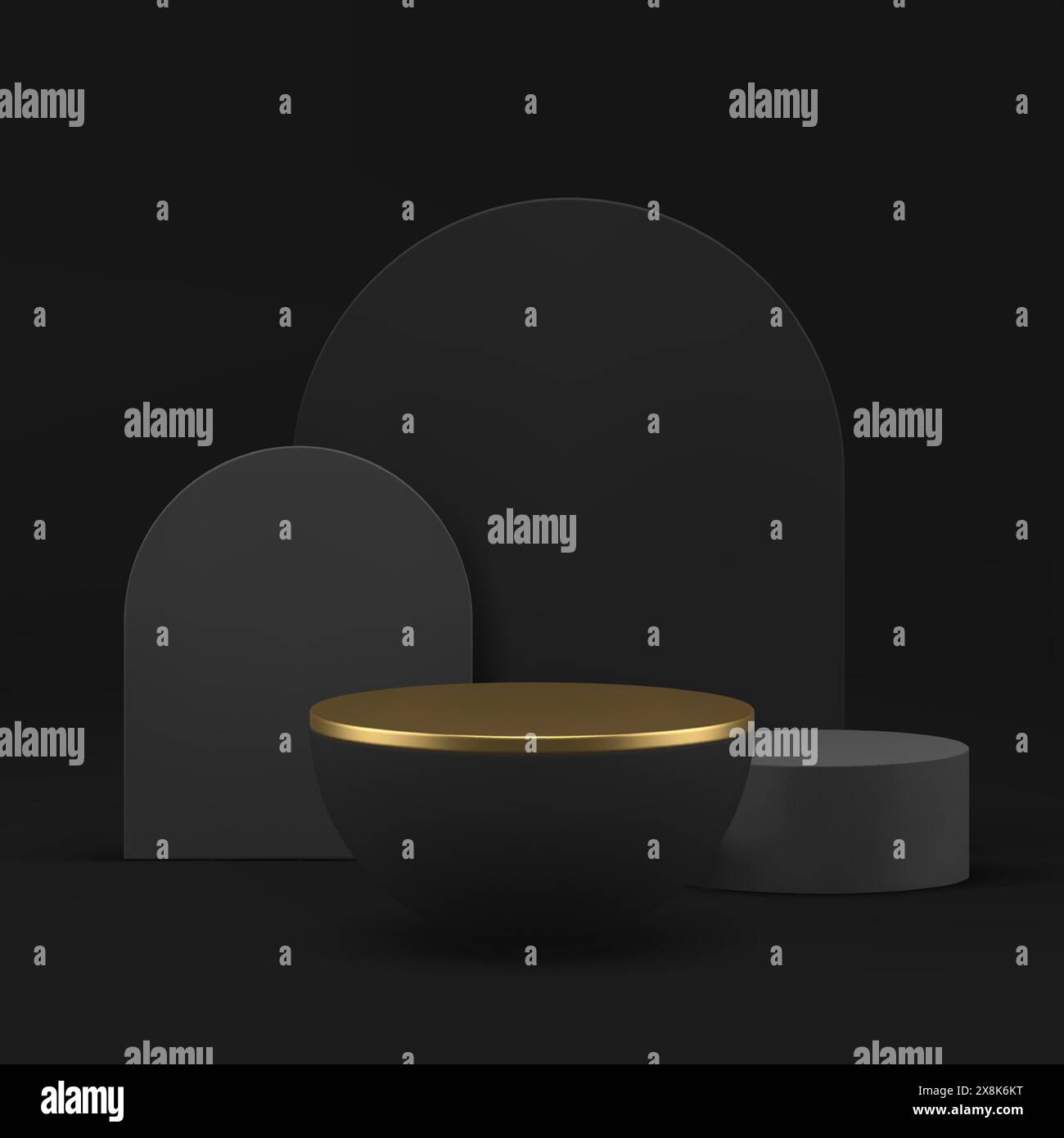 Black 3d hemisphere podium pedestal with geometric wall background ...