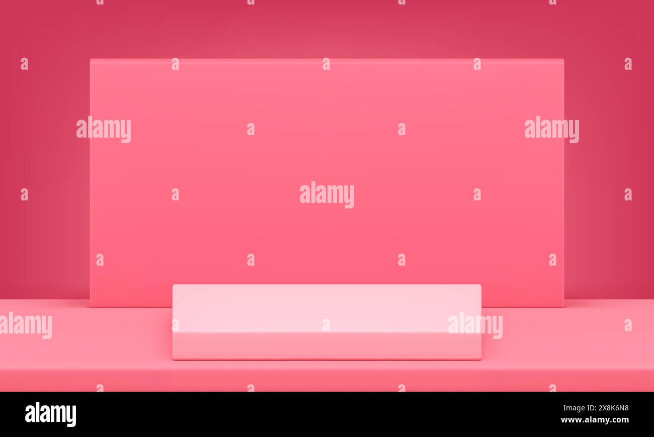 3d podium pedestal pink display with rectangle wall background ...