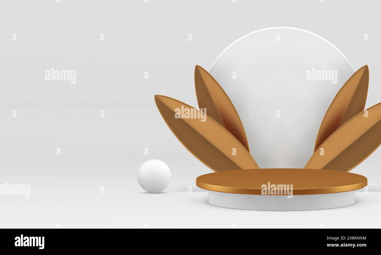 3d podium pedestal luxury stand white showroom realistic vector ...