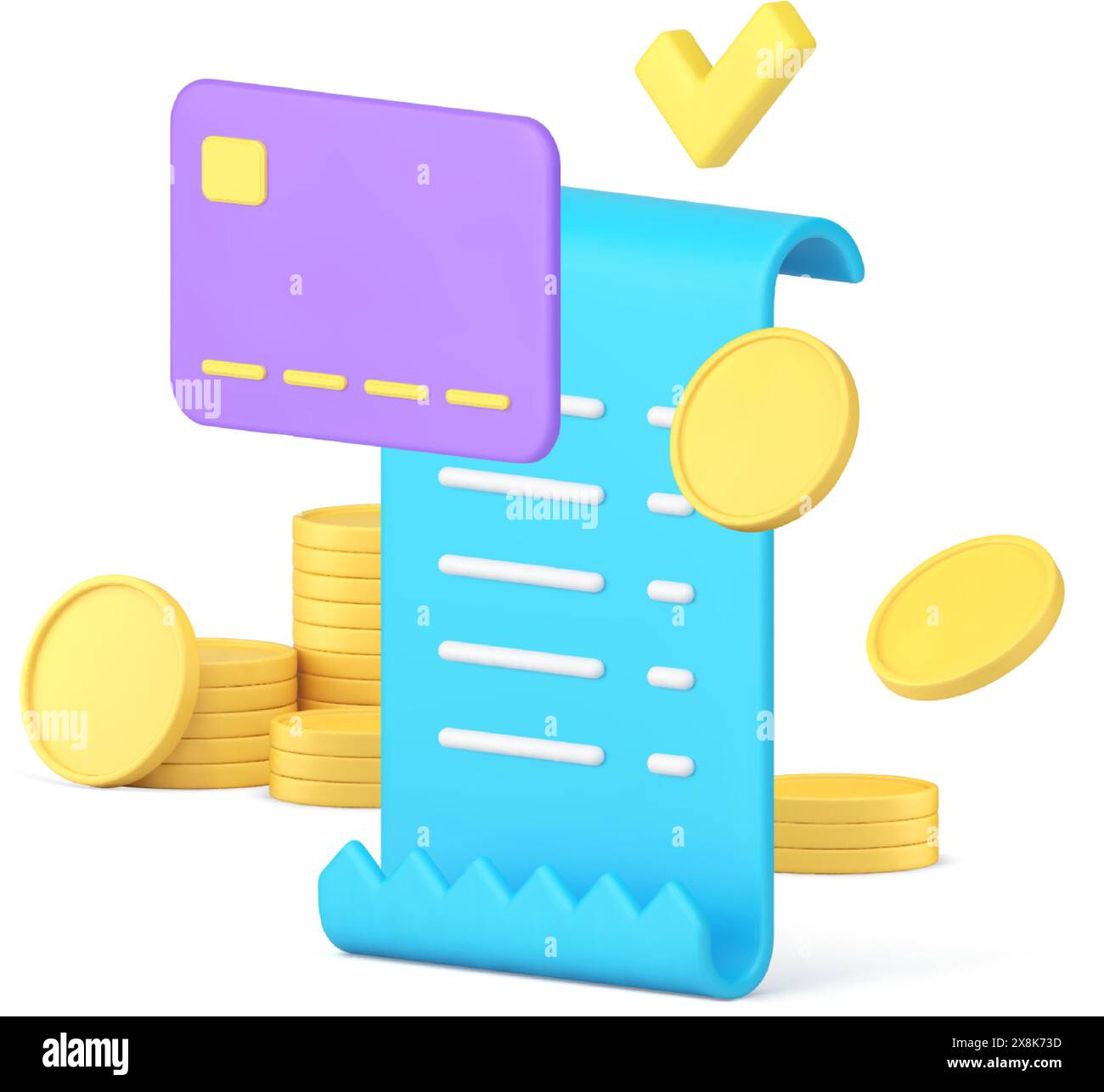 Card payment complete receipt invoice flying golden coin cash money 3d ...