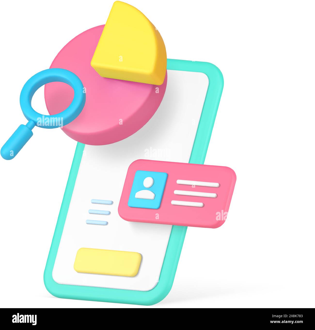 Business analyzing searching information smartphone application 3d icon ...