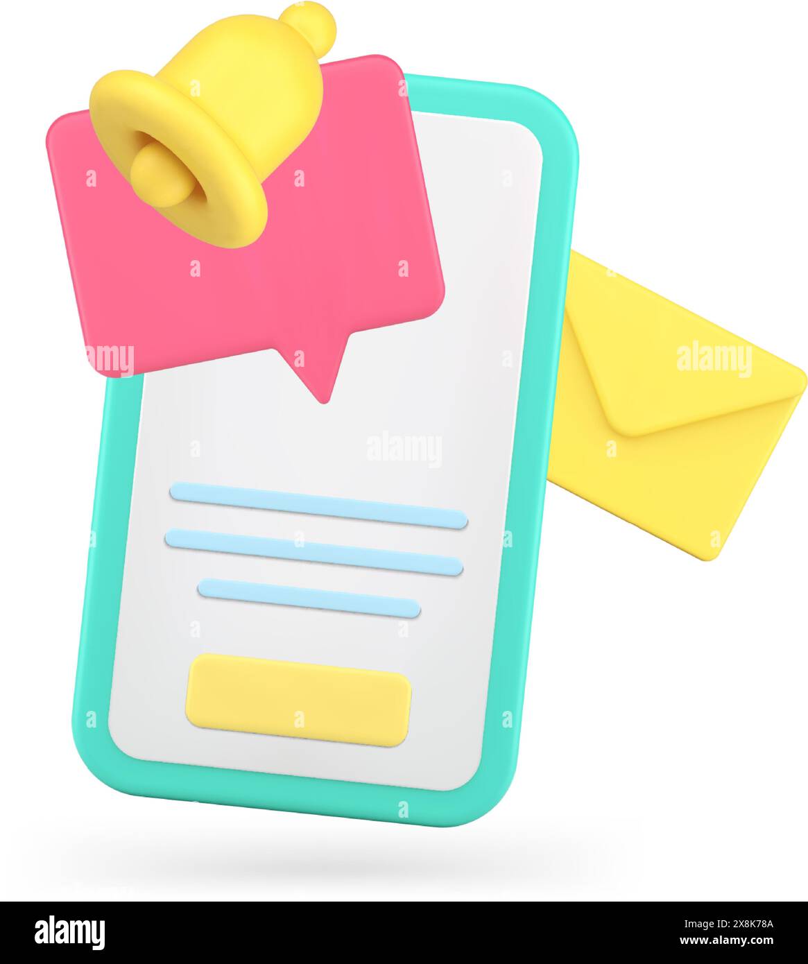 Incoming message sound alert quick tips smartphone app 3d icon realistic vector illustration ...