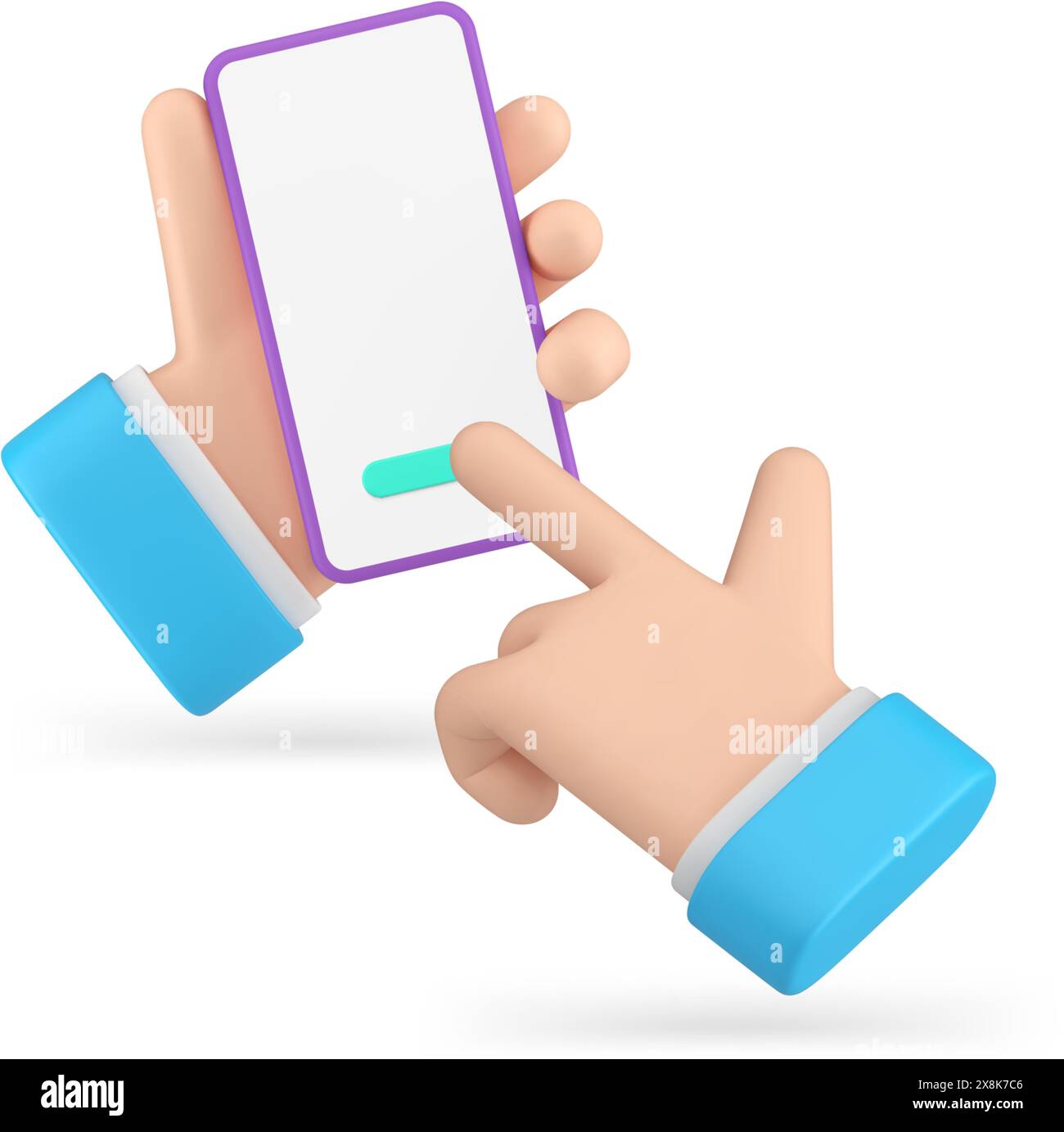 Smartphone application hand click button empty screen copy space menu ...