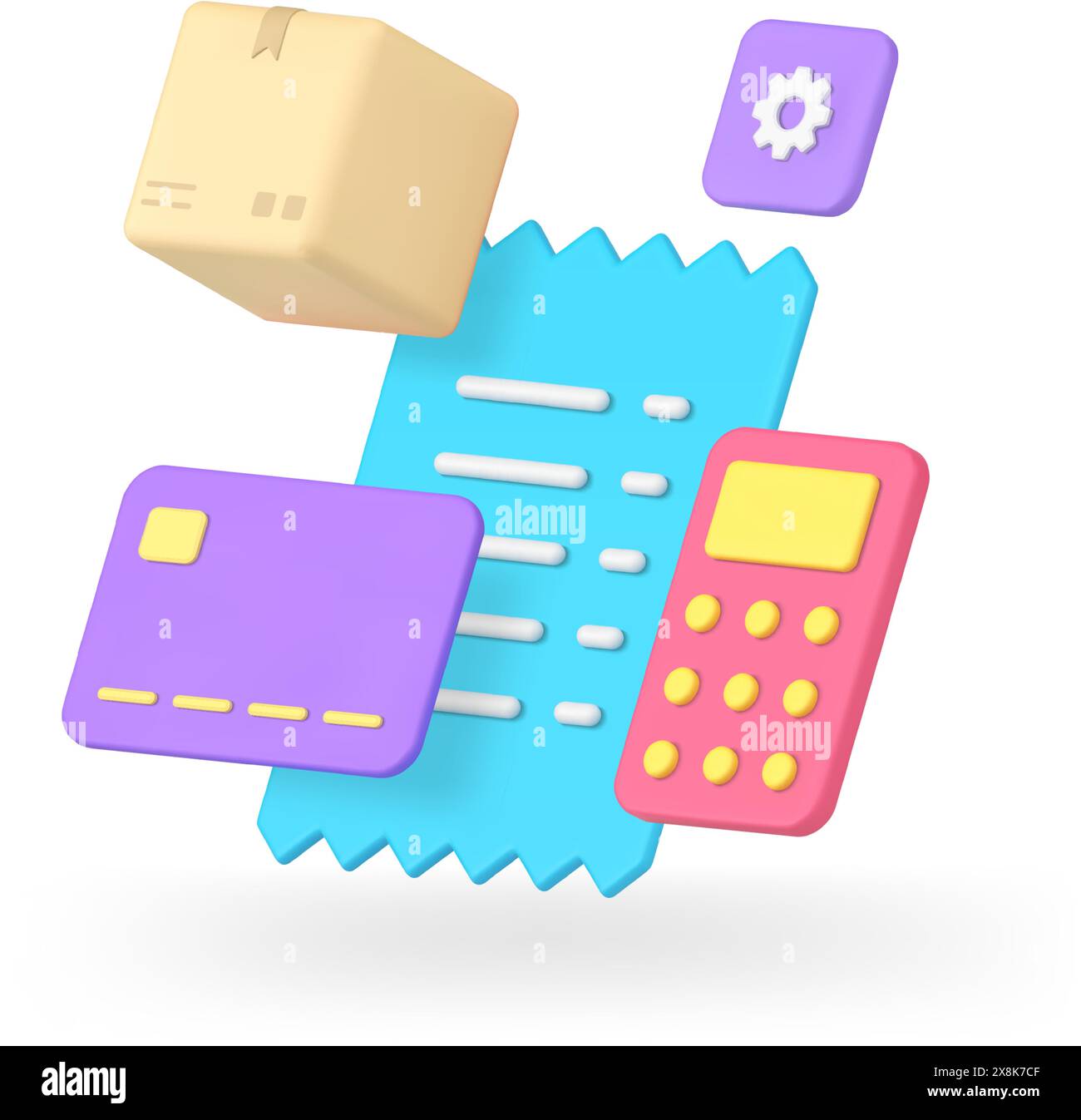 Online shopping parcel delivery payment service 3d icon realistic ...