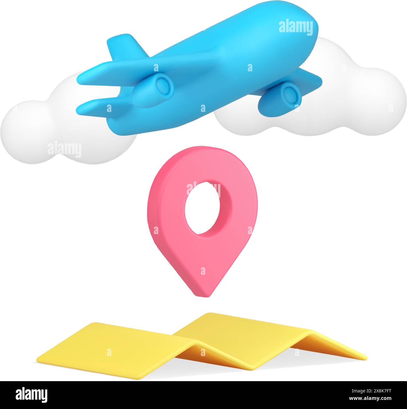 Travel booking agency service plane destination with map pin GPS ...