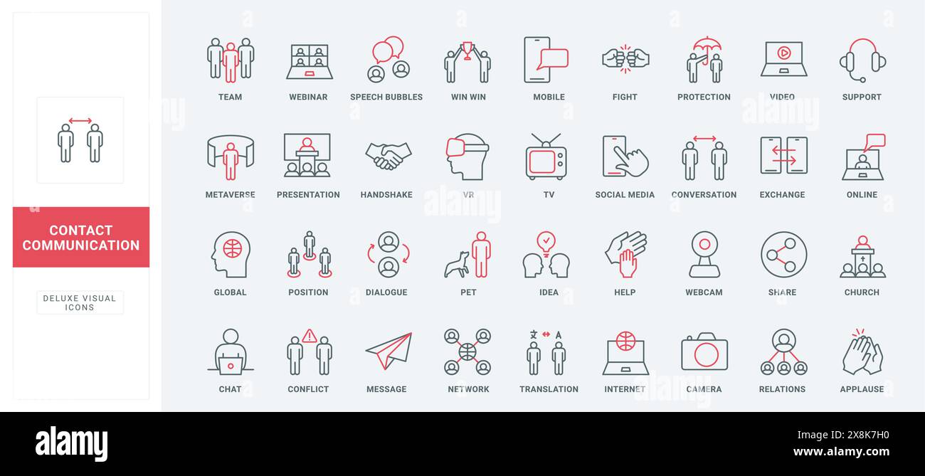 Business communication line icons set. Conflict management and team dialogue, share and exchange ...
