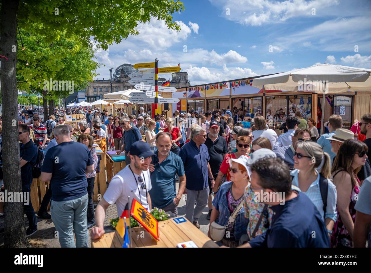 Berlin, Germany. 26th May, 2024. Visitors walk through the Democracy ...