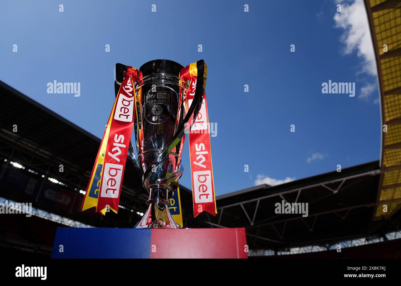 The winner's trophy on display before the Sky Bet Championship play-off ...