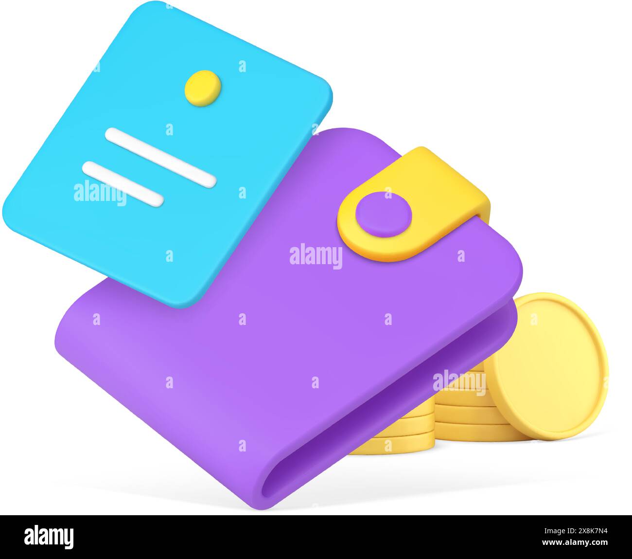 Financial budget planning wallet with golden coin cash money 3d icon ...