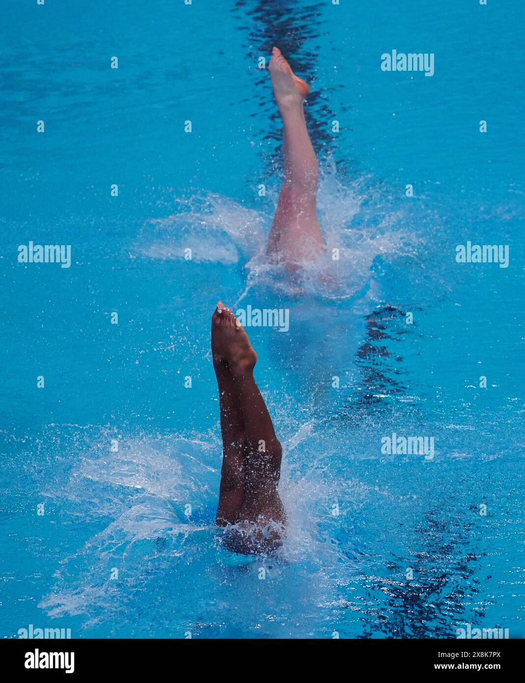 Amy Rollinson and Desharne Bent-Ashmeil in action during the Women's 3m ...