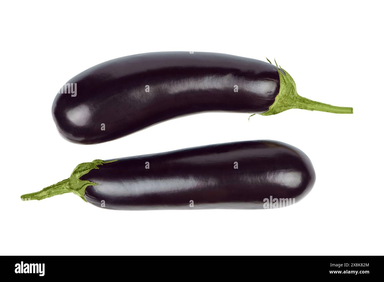 Two fresh raw healthy eggplants or aubergine vegetable isolated on ...