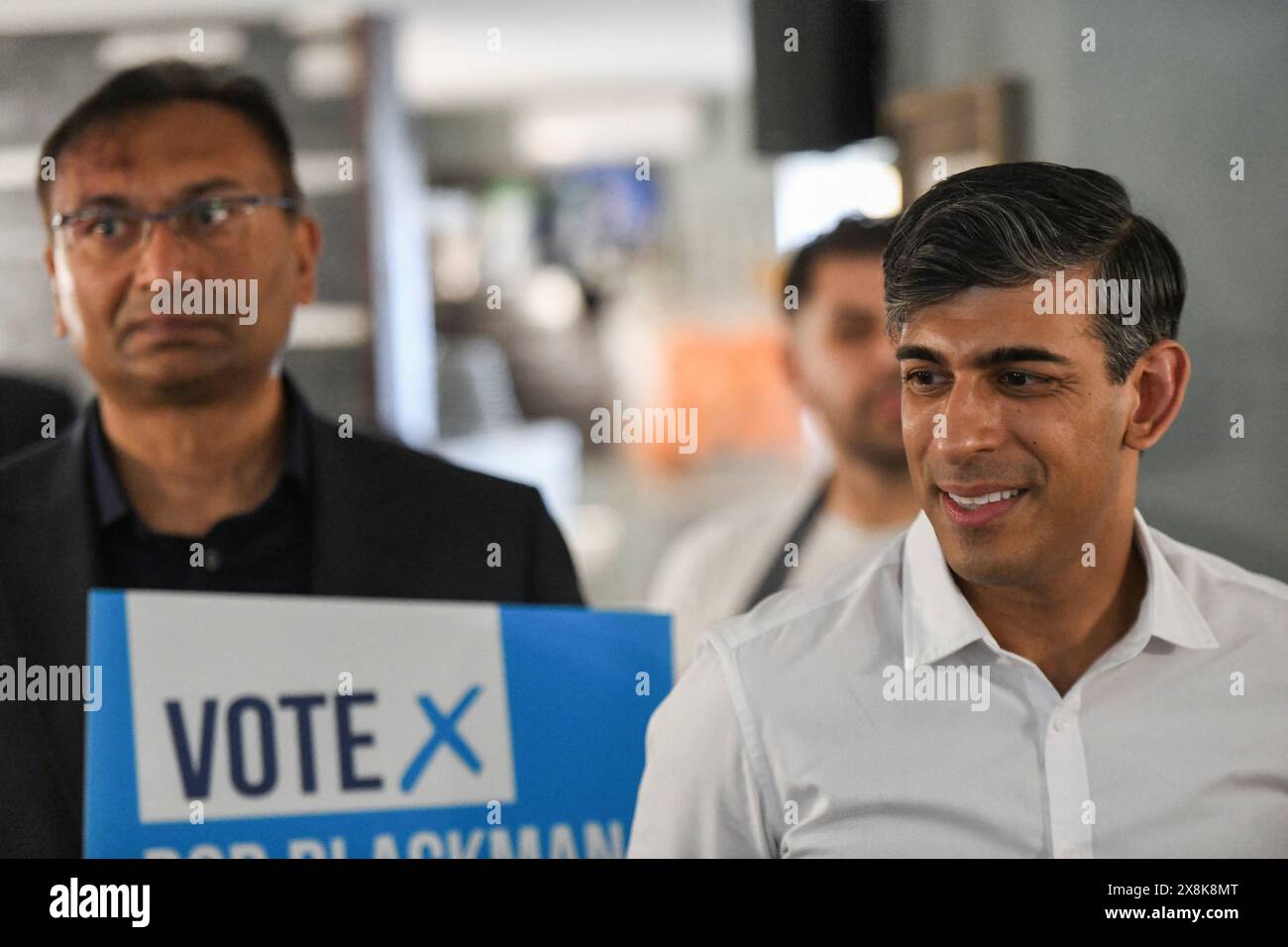 Prime Minister Rishi Sunak, during a campaign event in Stanmore in ...