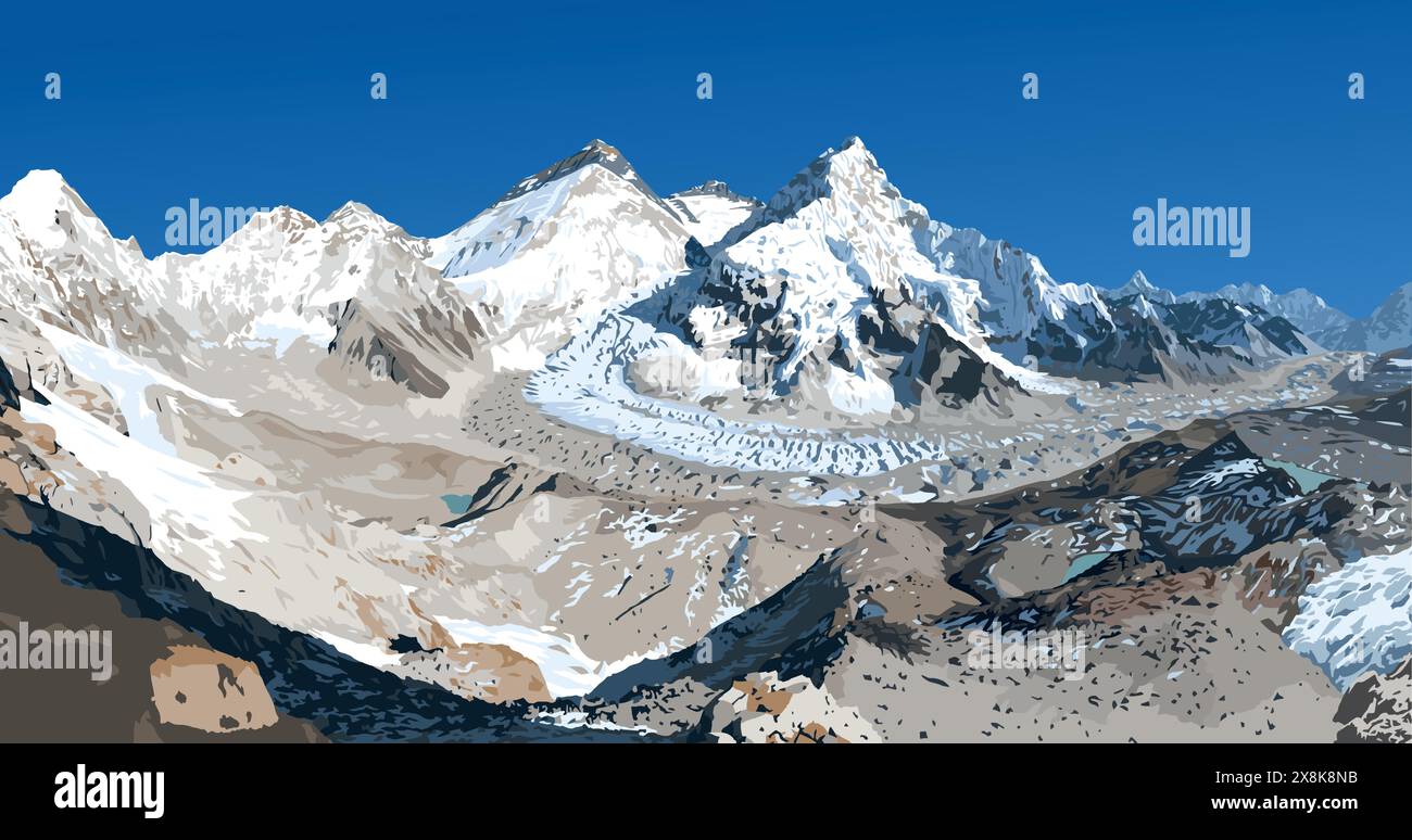 mount Everest Lhotse and Nuptse from Nepal side as seen from Pumori ...