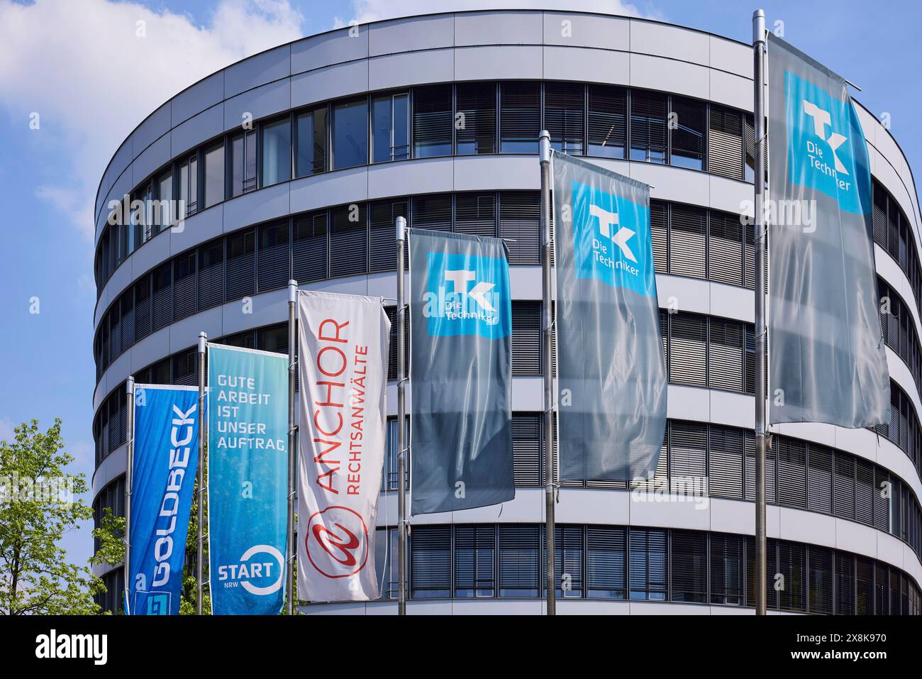Flags of the companies Goldbeck, Start North Rhine-Westphalia, Anchor ...