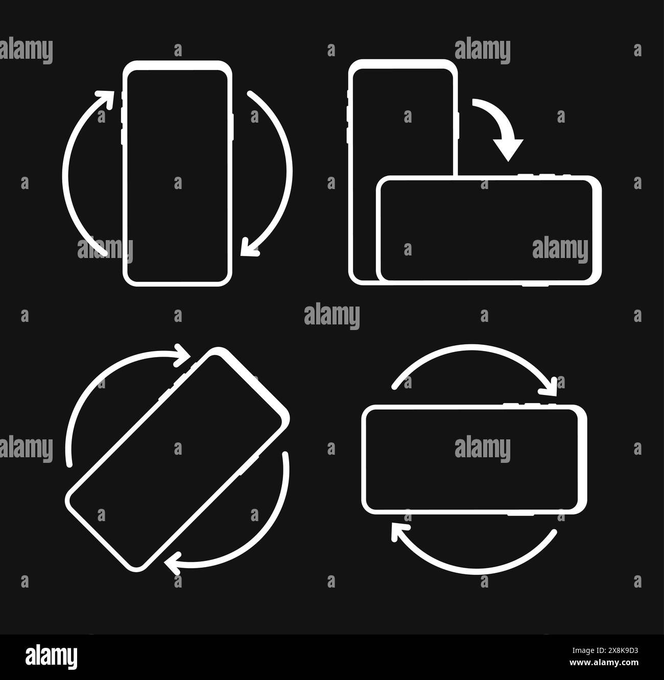 Hand rotate phone icon Black and White Stock Photos & Images - Alamy