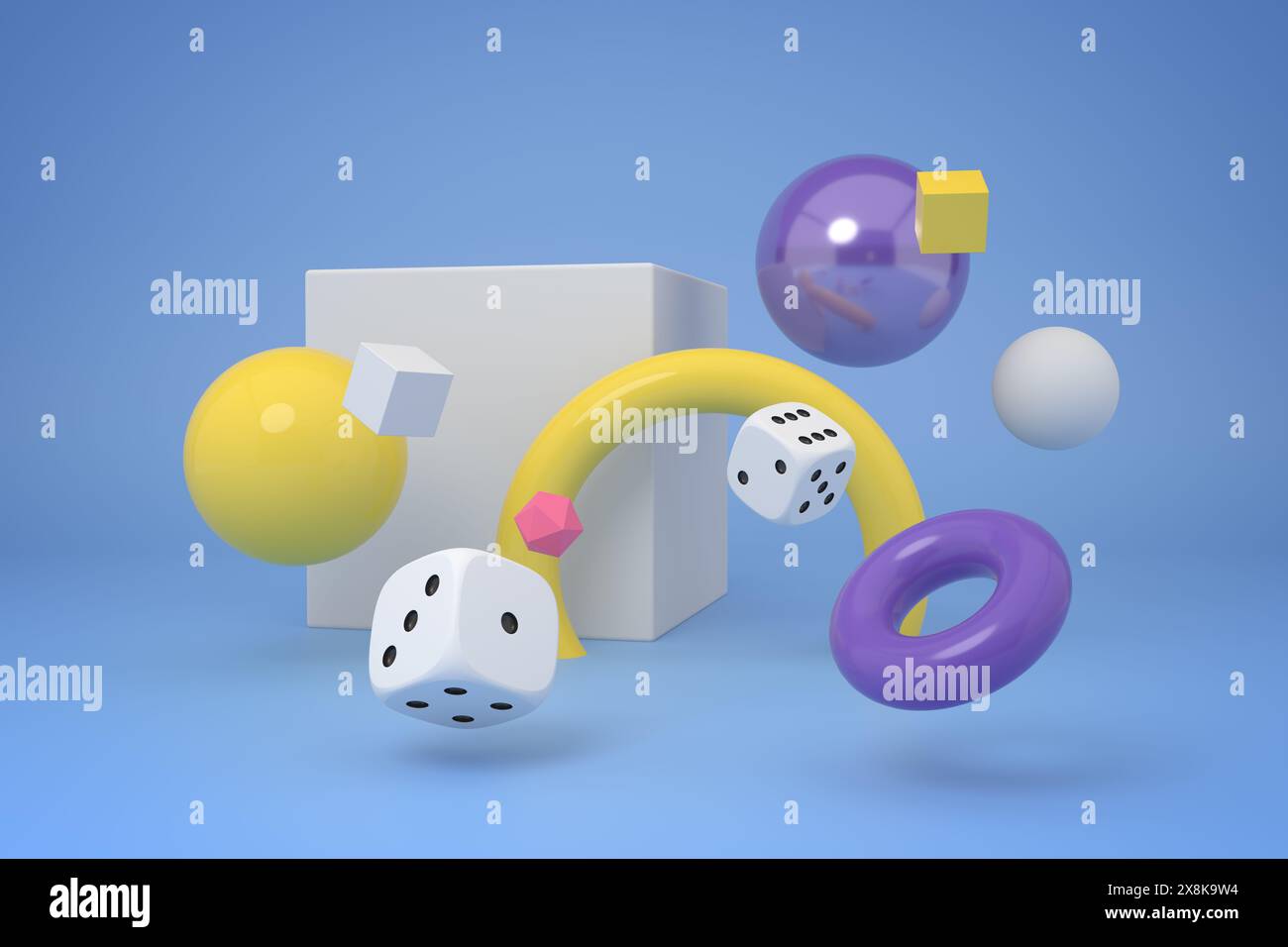 Abstract 3D shapes and dice in dynamic composition Stock Photo - Alamy