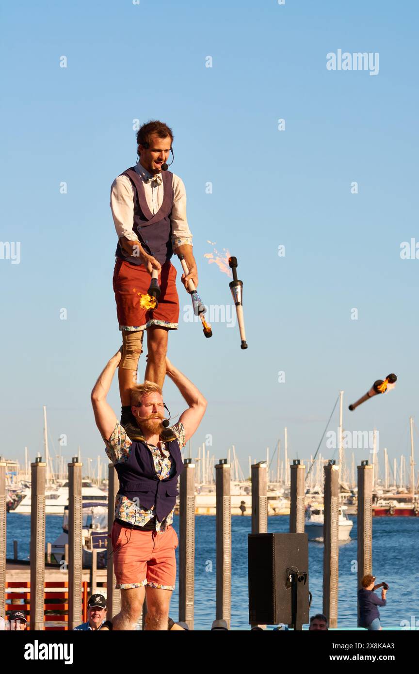 Canadian circus artists Quatuor Stomp performing at the 2018 Fremantle ...