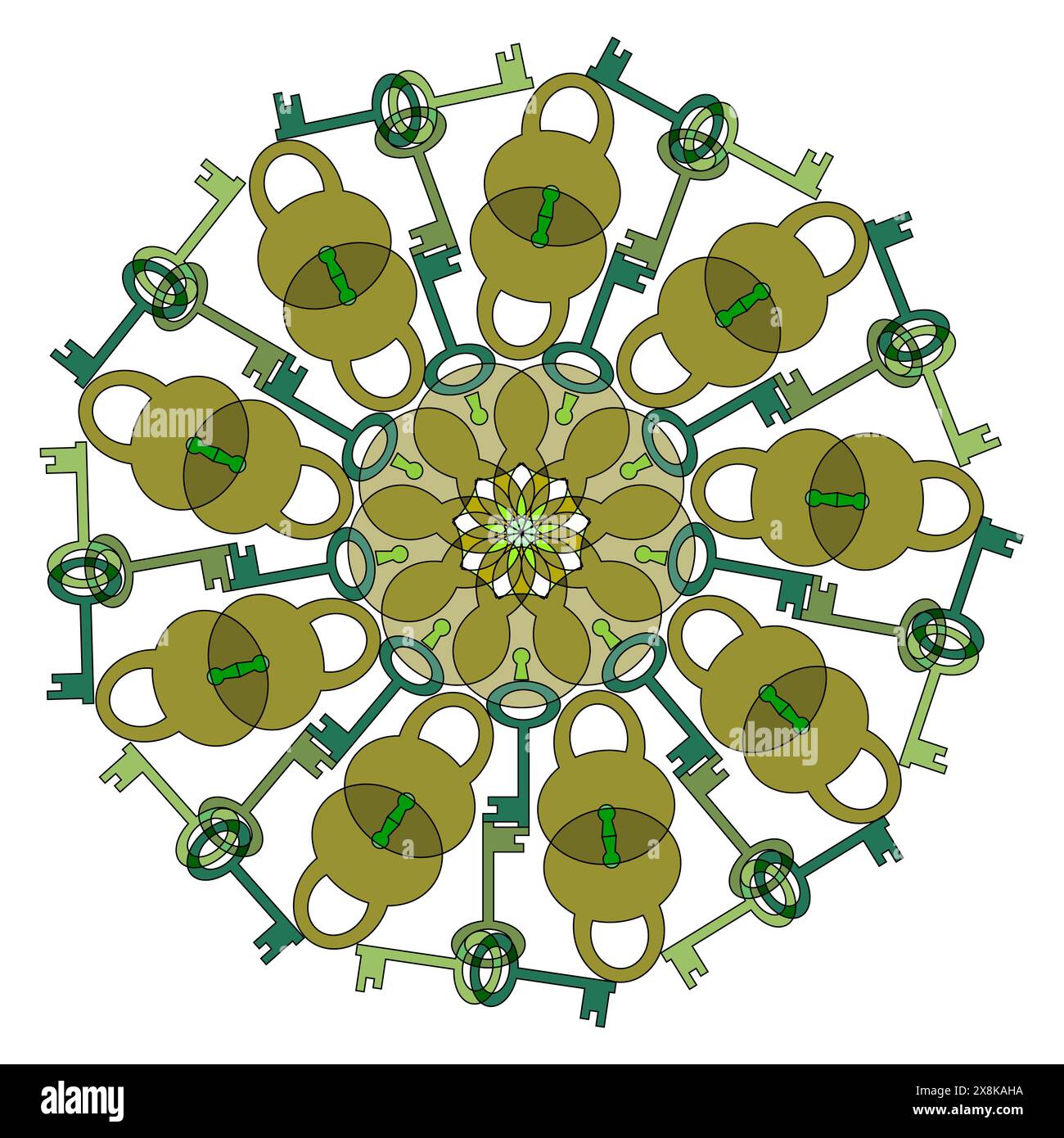 Colored mandala with locks and keys on a white background Stock Vector ...